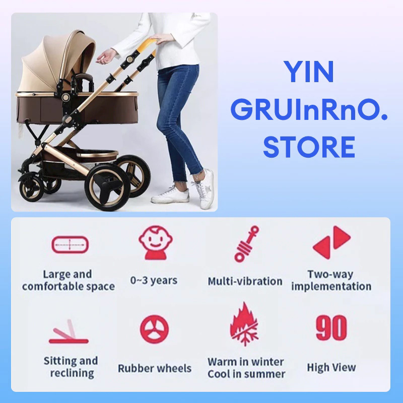 【Luxury】Belecoo 3-in-1 Foldable Baby Stroller for Baby Boy Reversible ...