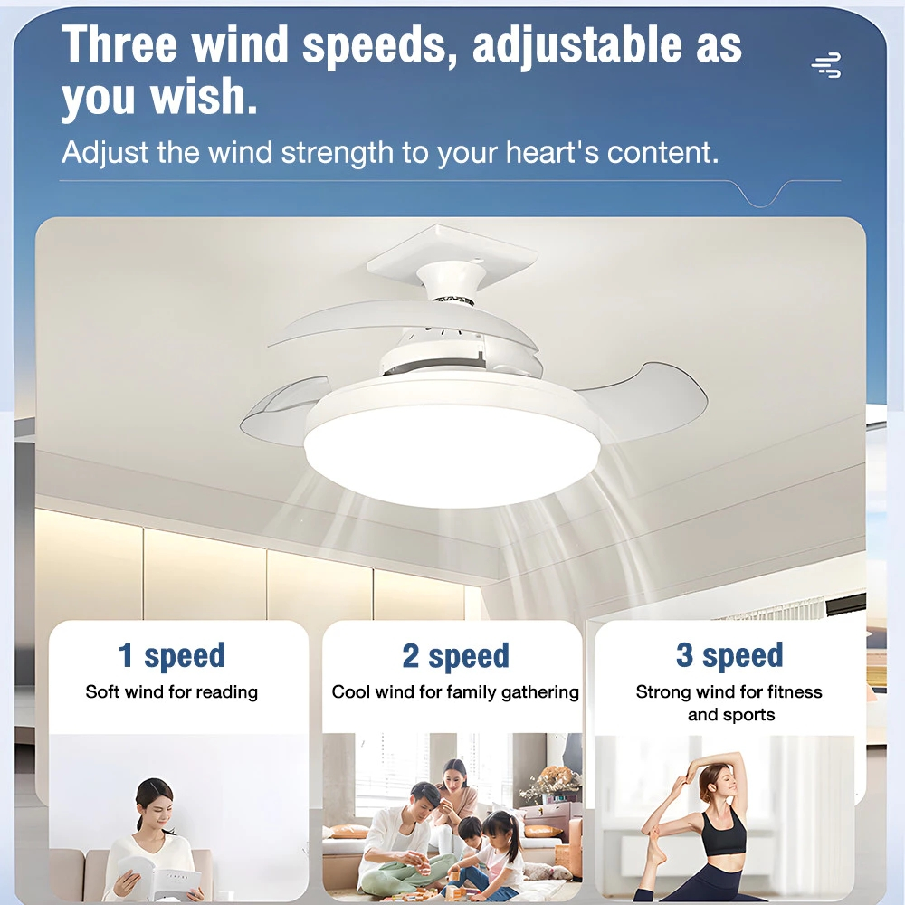 Fandis Invisible Fan Light Ceiling Fans Light E27 Base Ceiling Fan ...