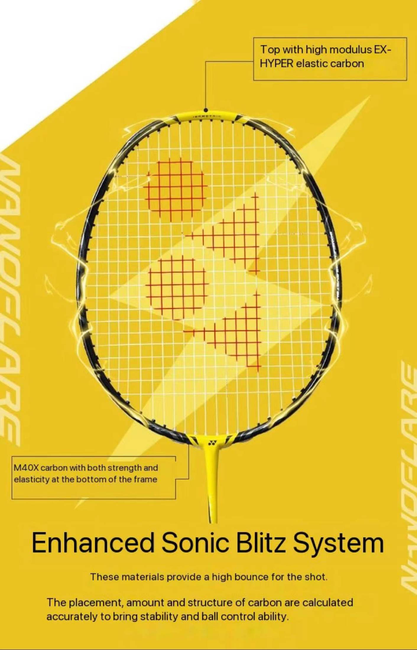 YONEX NANOFLARE 1000Z Badminton Racket Full Carbon 4u Ultra Light Single Speedy Attackin Strung ...