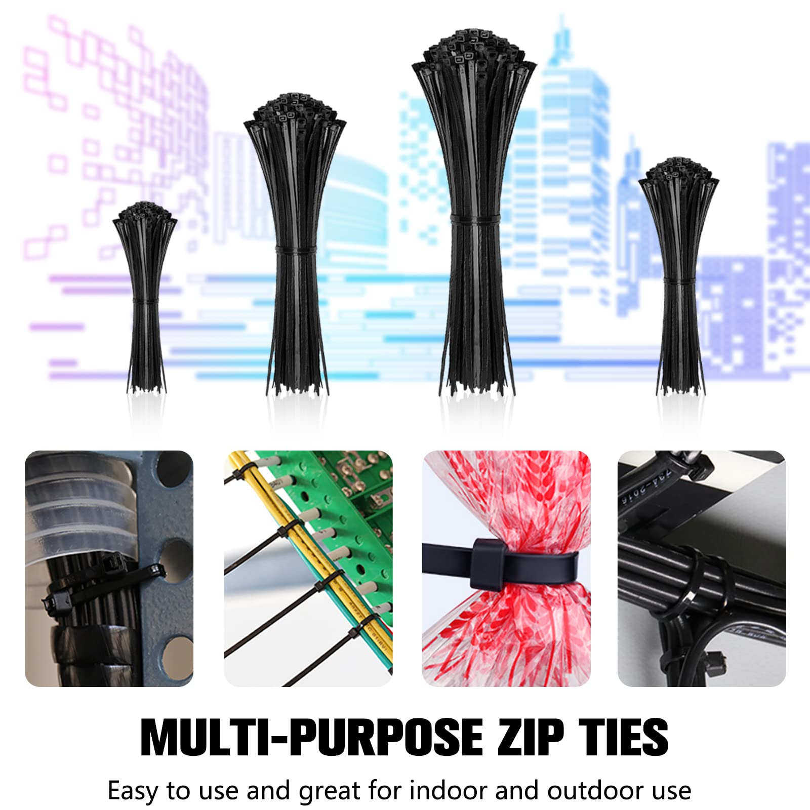 100pcs Multipurpose Nylon Cable Tie Self Locking Zip Ties Cable Strap ...