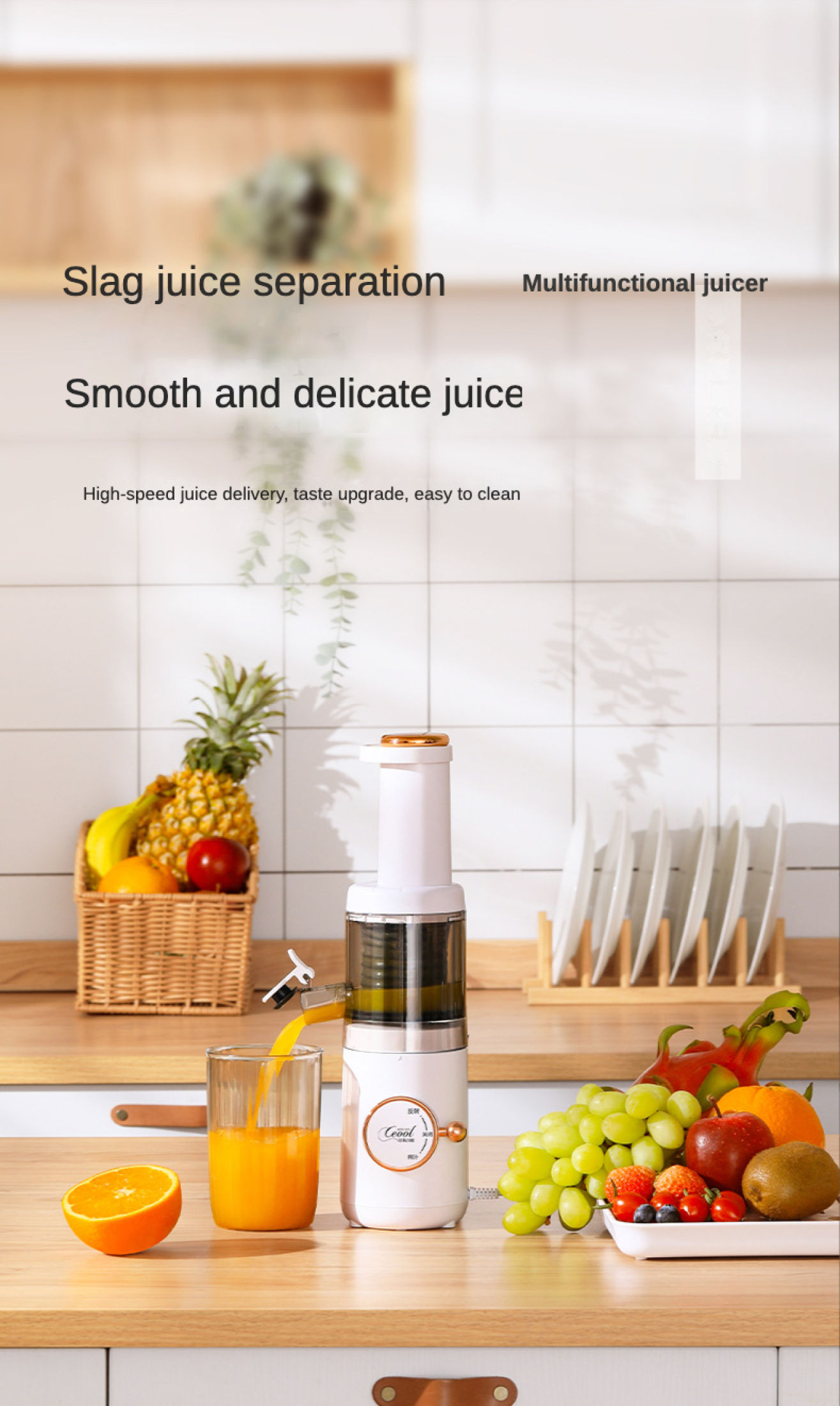 Fruit Slow Juicer Juicing separation Juicer 120W Blender juice rate 98% ...