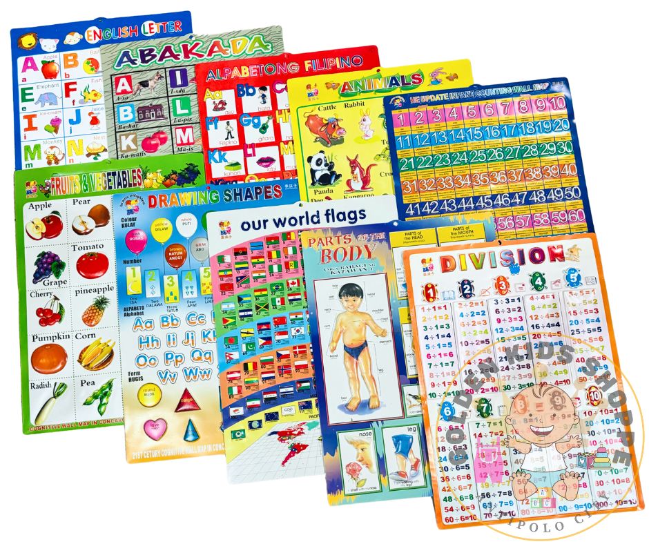 10pcs Wall Chart Assorted Embossed Wall Chart Plastic Chart Kids Chart ...