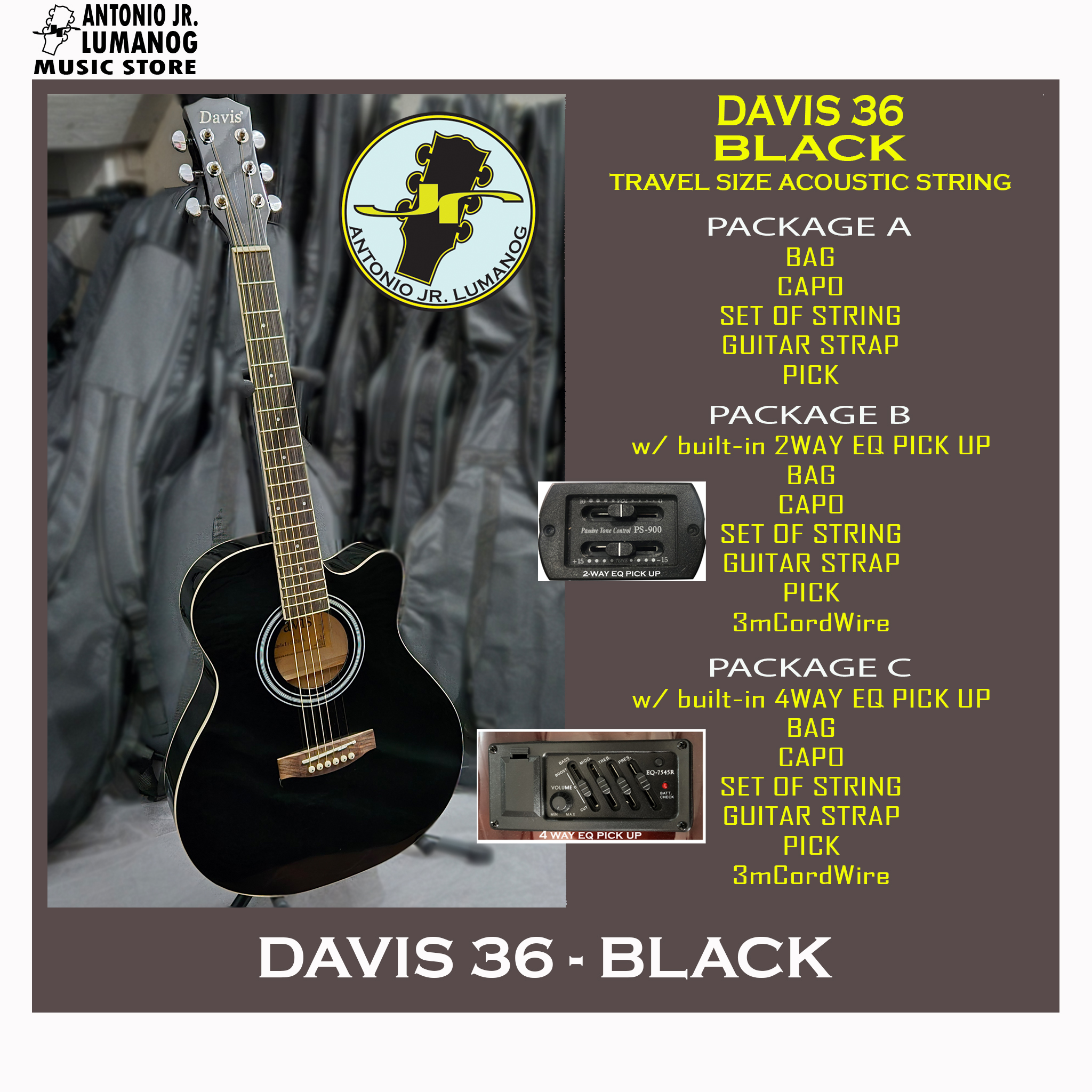 DAVIS DA36 TRAVEL SIZE ACOUSTIC GUITAR BY: ANTONIO JR. LUMANOG MUSIC ...
