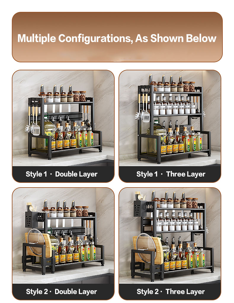 Stainless Steel Spice Rack Organizer Kitchen Organizer Condiments ...