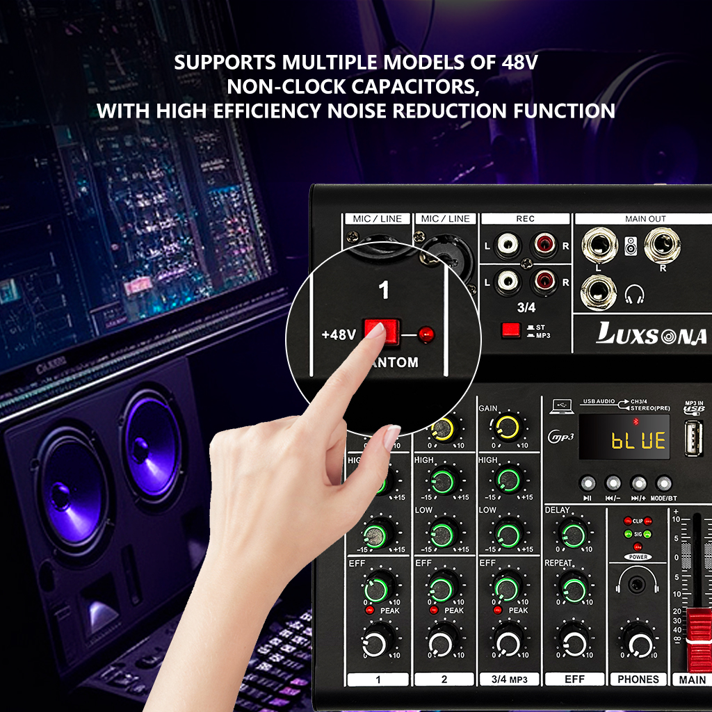 Professional Audio Mixer USB 4 Channel Mixer with Bluetooth KTV ...