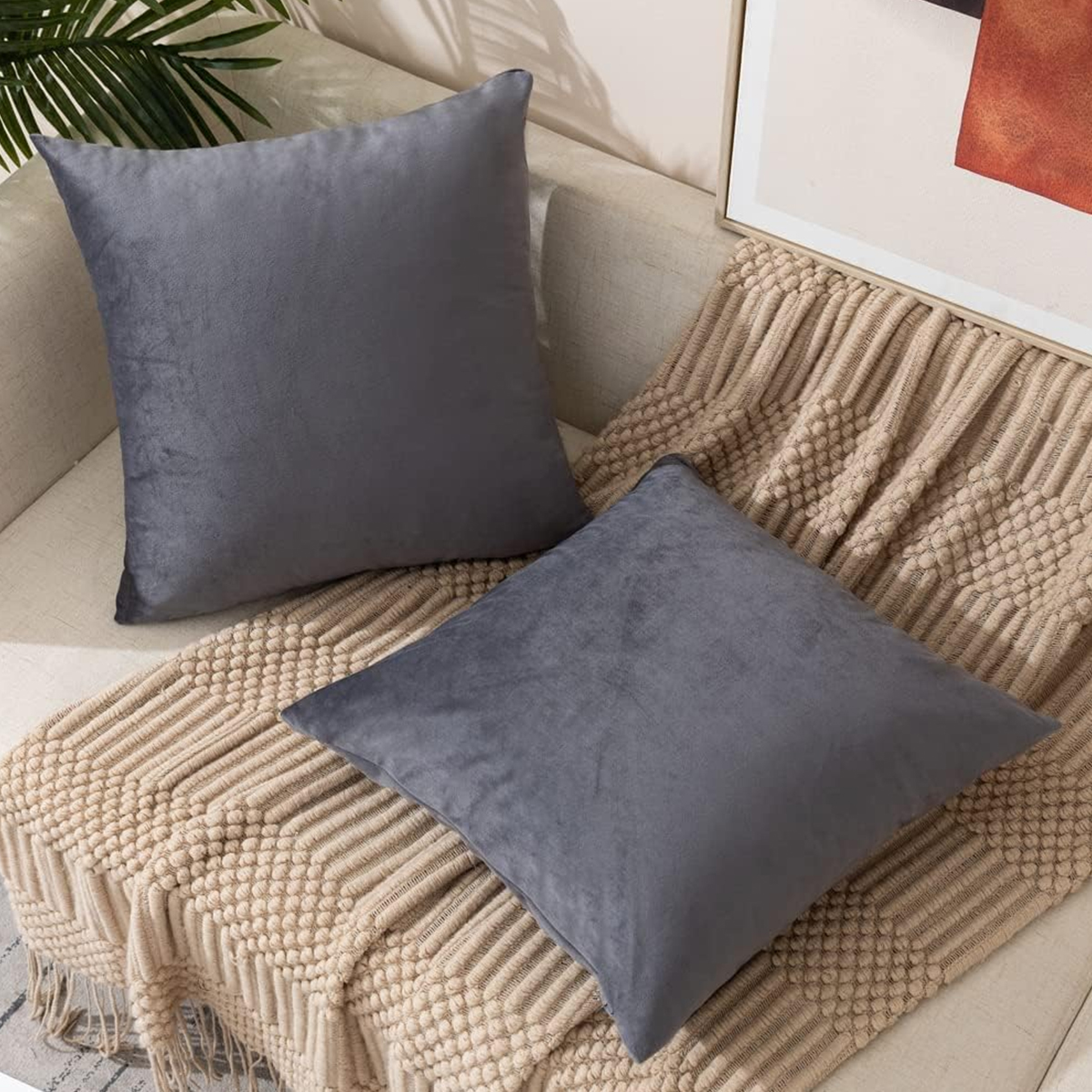 1pc Velvet Linen Pillow Covers/Punda 45cmx45cm Soft Solid Decorative ...