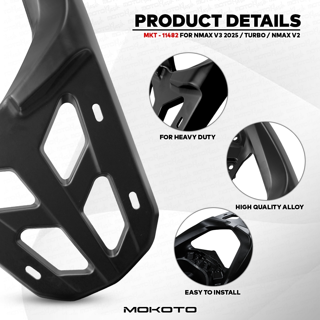 MOKOTO NMAX V3 2025/TURBO/ NMAX V2 TOP BOX BRACKET MKT-11482 BLACK ...