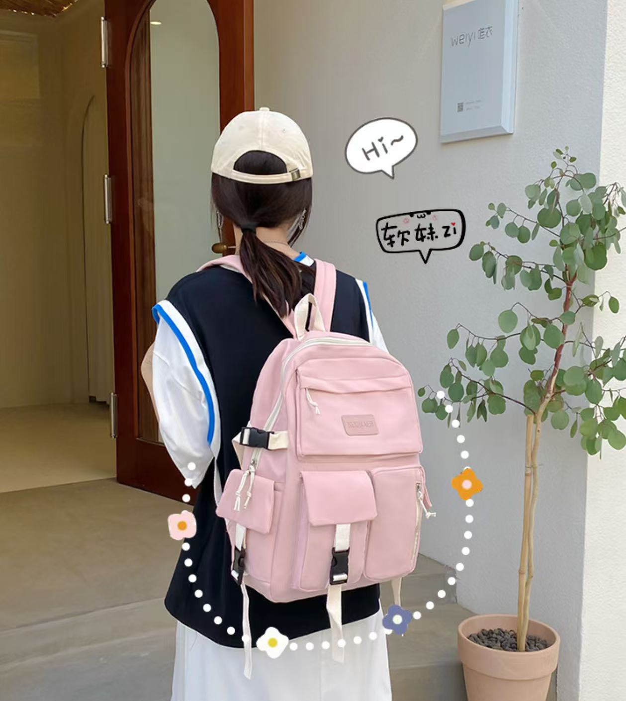 Mumu 6053 Canvas Cute Students Back Pack School Bag College Women Bags ...