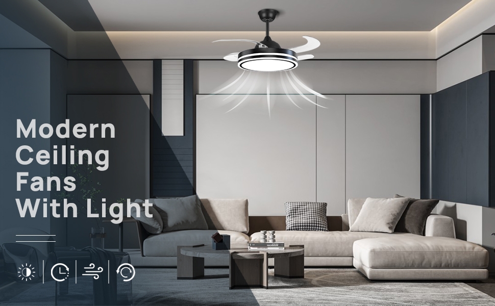 CHNT Ceiling Fan With LED Light 2 In 1 Home Dining Room Dormitory ...