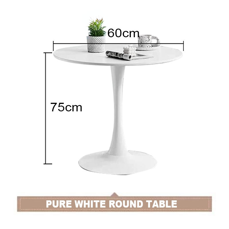 Pure white table Simple casual table Dining table Round table Chairs ...