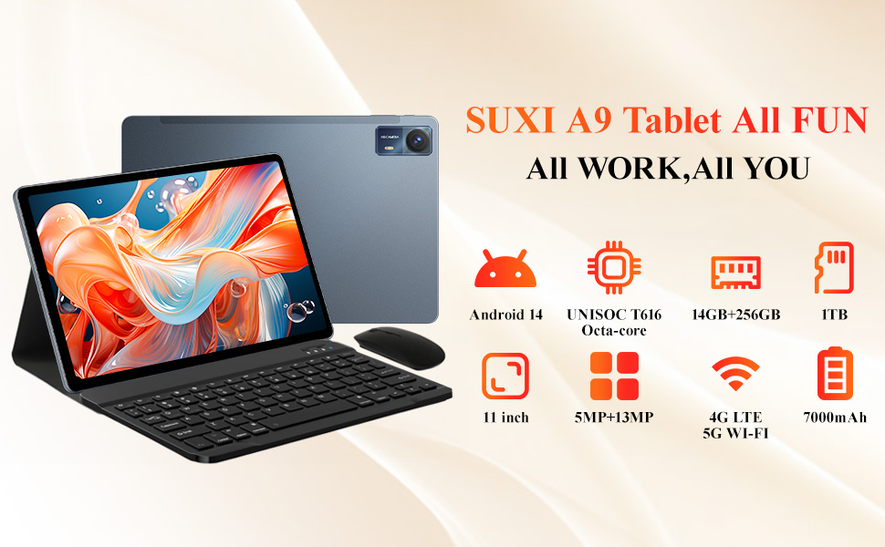 SUXI A9 XPro HiPad Tablet 11inch 1920x1280 FHD 4G LTE Unisoc T616 14 ...