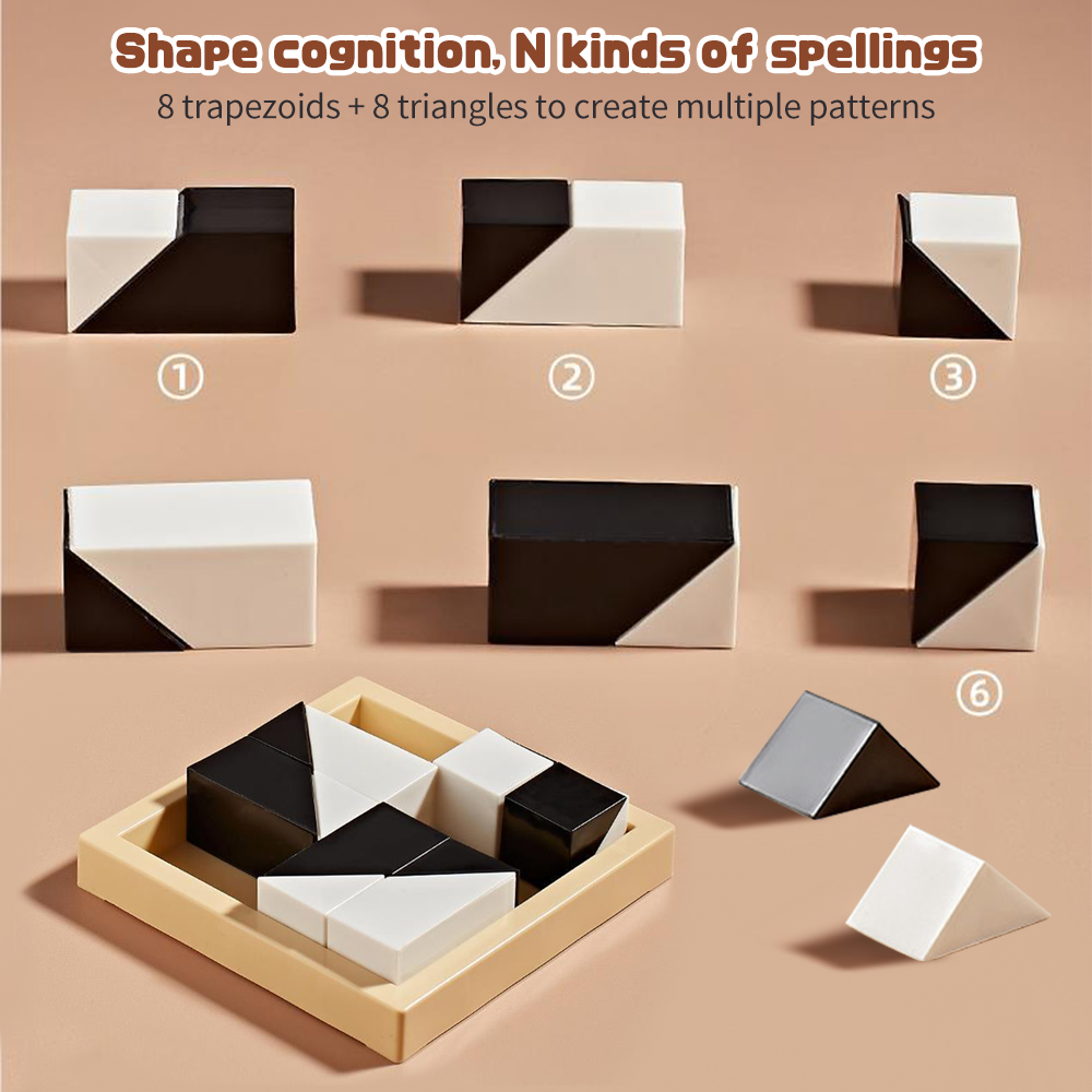 Wooden Hiding Blocks Geometric Shape Puzzle Kids Logical Thinking ...