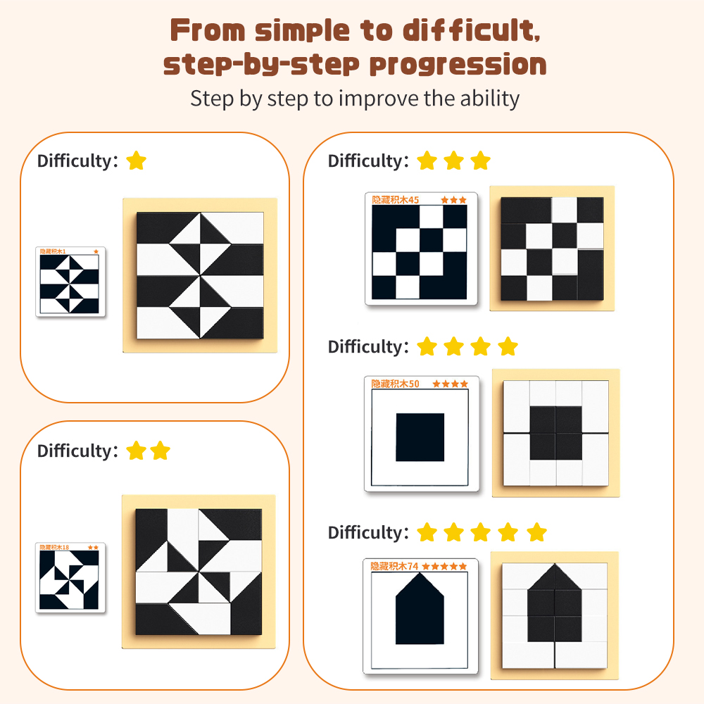 Wooden Hiding Blocks Geometric Shape Puzzle Kids Logical Thinking ...
