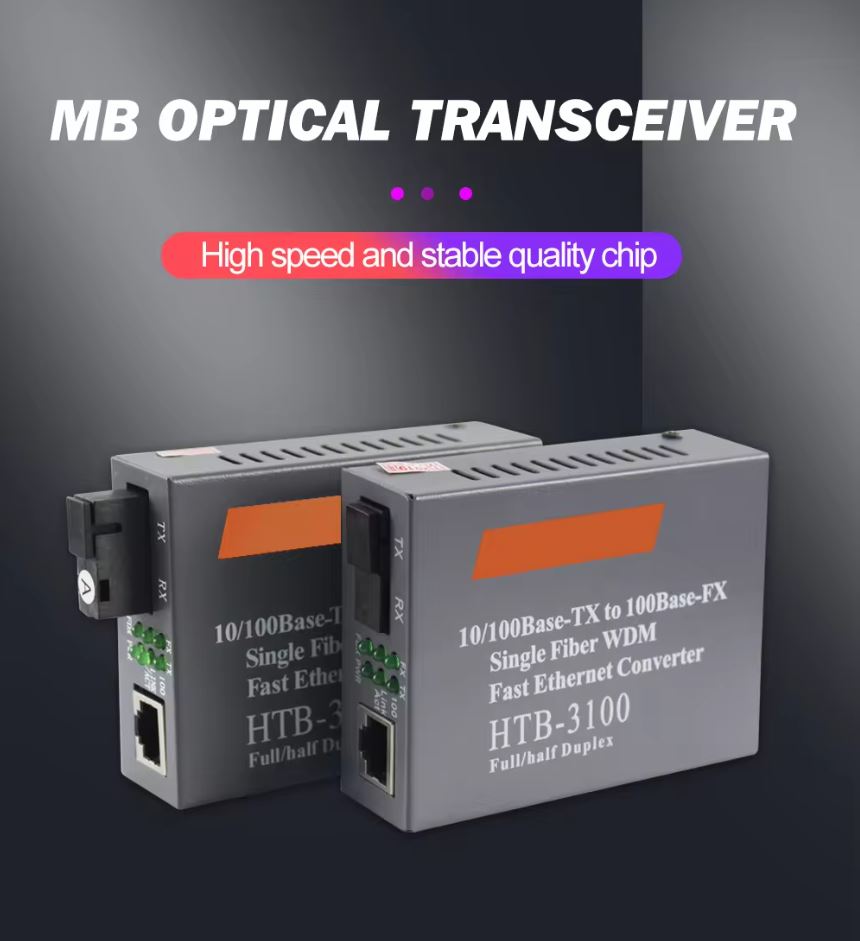 HTB-3100A/B 25KM 10/100Mbps Fiber Type Single Mode Easy to Install Plug ...