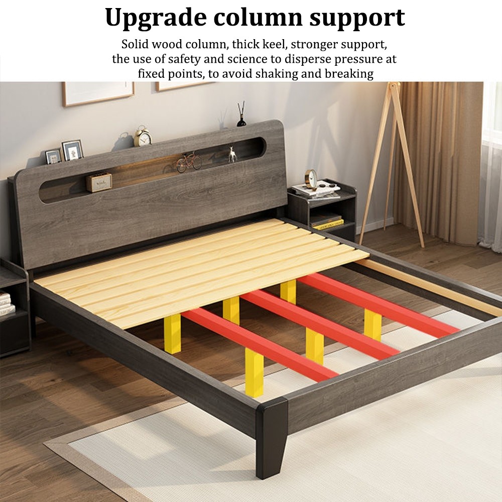[Withstand 1000KG] Wooden Single And Double Queen Size Bed Frame ...