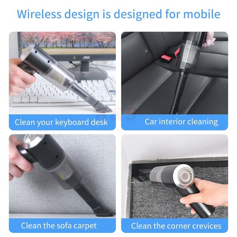 120W Mini Portable Vacuum Cleaner For Home PC Blower Cleaner Wireless ...