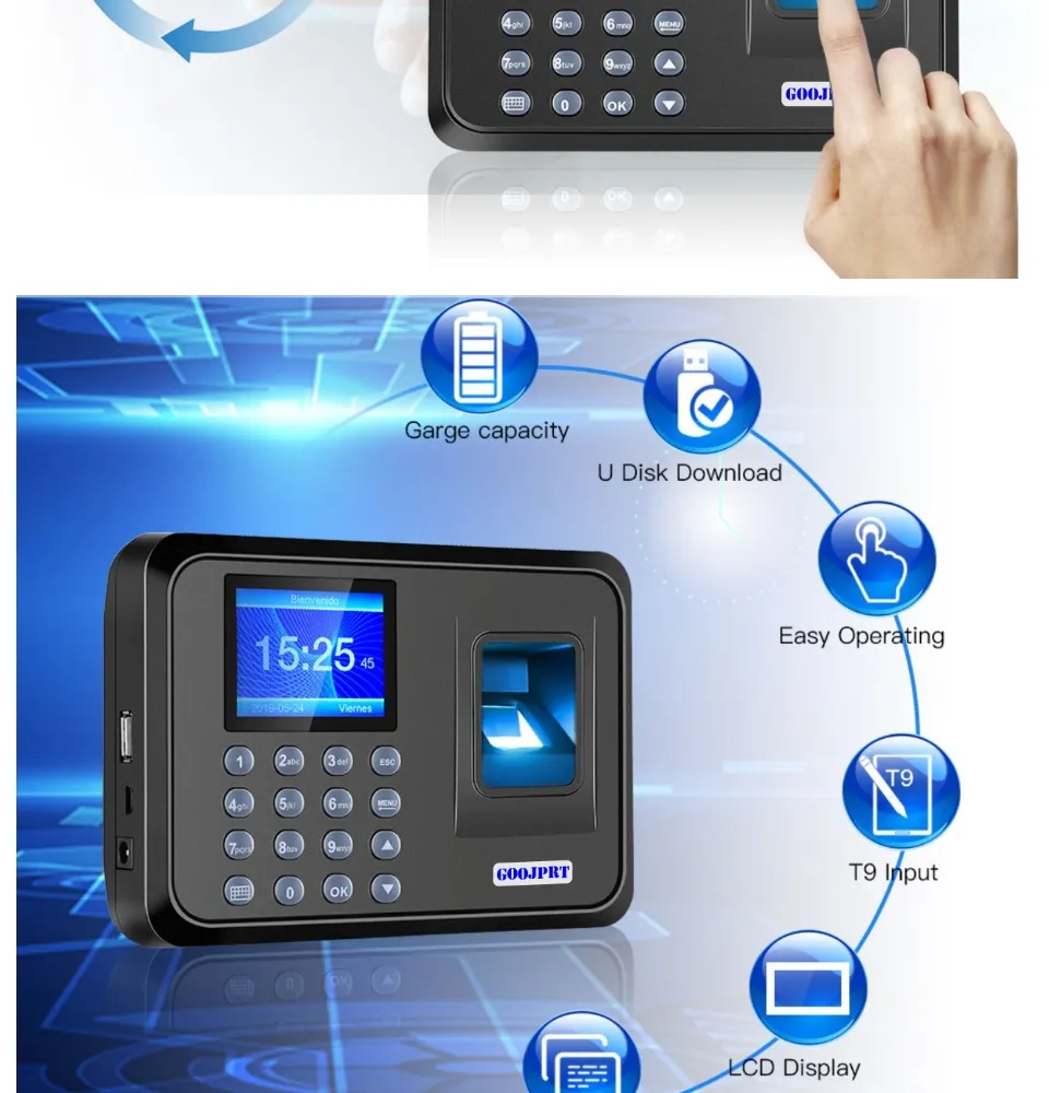 Face Recognition Attendance Machine Fingerprint + Face Recognition 2.8" Screen Biometric ...