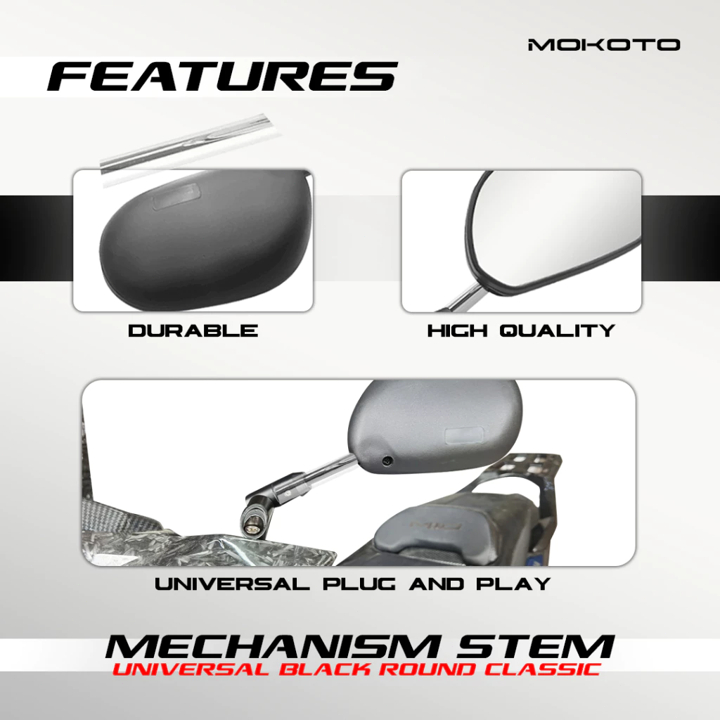 2 PCS OBLONG CLASSIC OR LEAF STYLE SIDE MIRROR MECHANISM STEM REAR VIEW ...