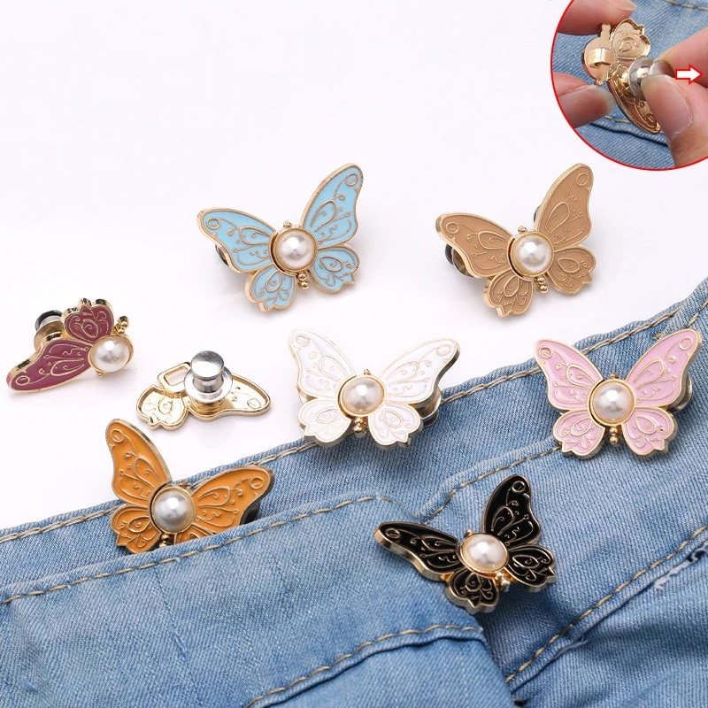 Pearl Butterfly Waist Buckle Detachable Nail-Free Seam-Free Narrow ...