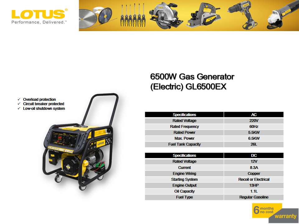 Lotus Gas Genset (ELECTRIC) 6.5KW GL6500EX - Power Generator | Shopee ...
