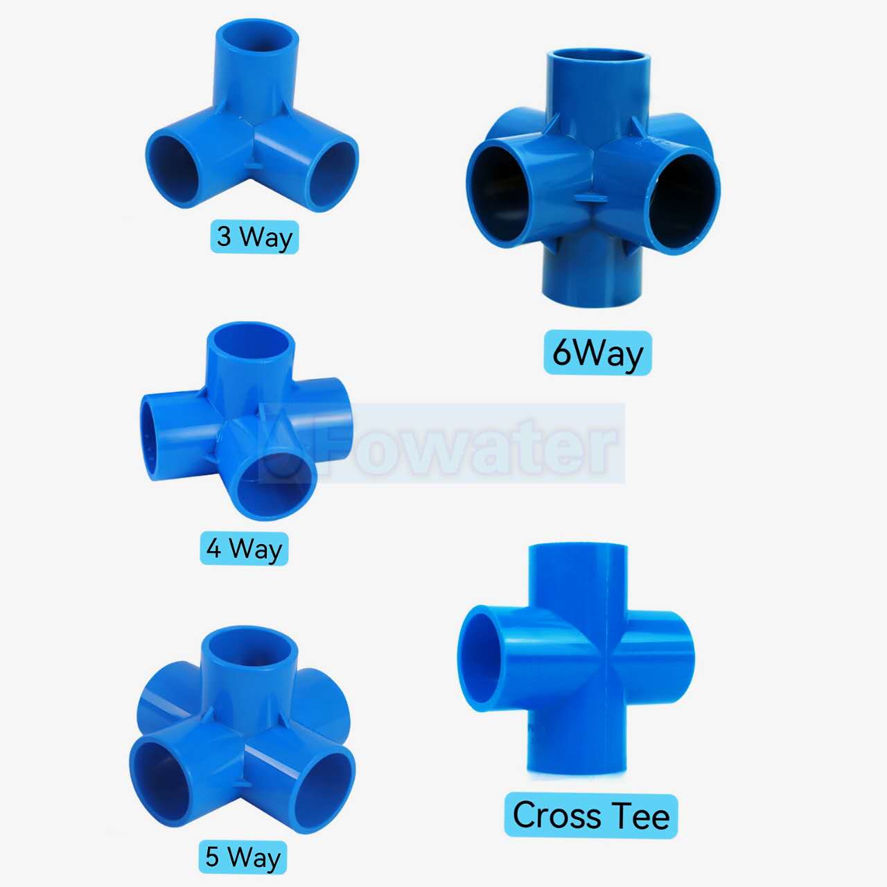 PVC Blue Thick Fittings Cross/3 Way/4 Way/5 Way/6 Way (1/2", 3/4", 1 ...