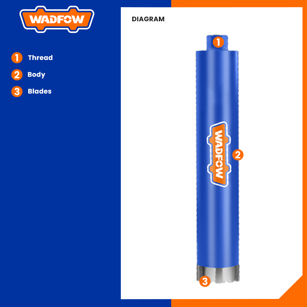 Wadfow M22 x 2.5 Diamond Core 28mm-152mm Wet Core Bore Hole Drilling ...