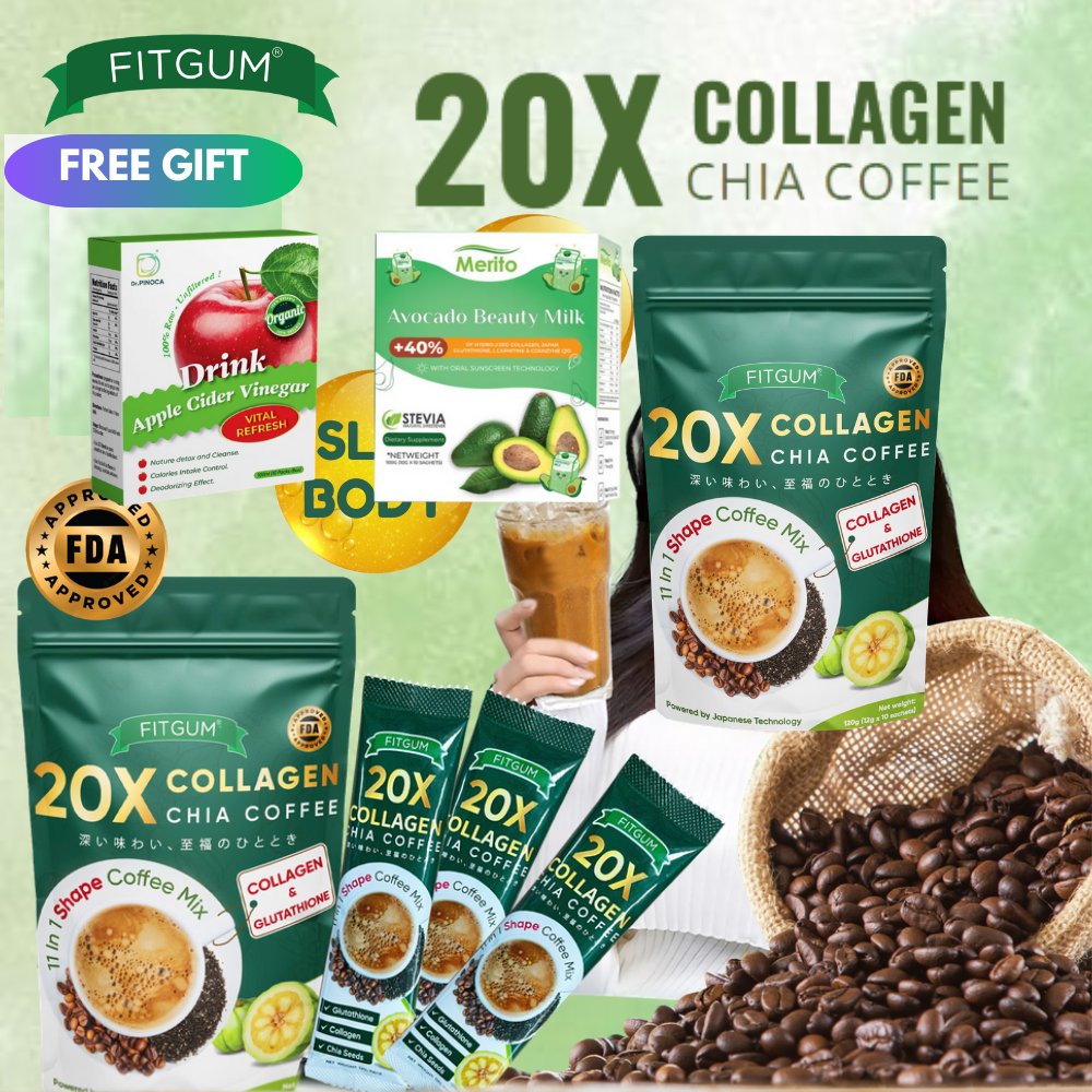 Fitgum 20X Collagen Chia Coffee Organic Coffee Glutathione Slimming ...