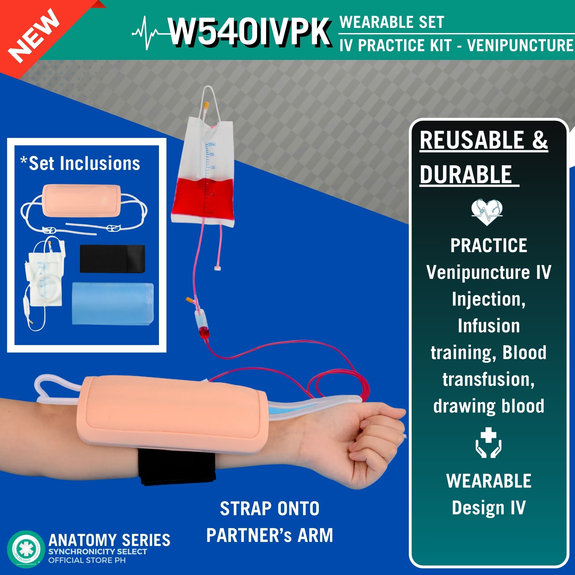 W540IVPK Wearable IV Practice Trainer Kit | Phlebotomy & Venipuncture ...