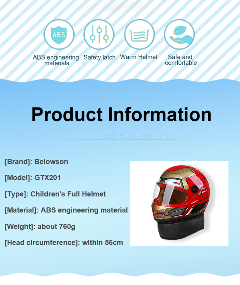 NEVA Kd-52 Iron-Man Kids Helmet For Children 3 Patterns Motorcycle 4 To ...