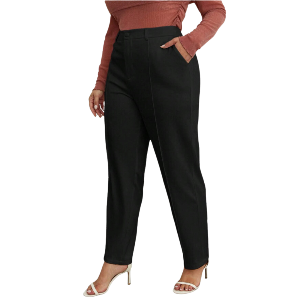 Plus Size Black Slacks Pants Office Formal Pants 25 to 41 Front Lining ...