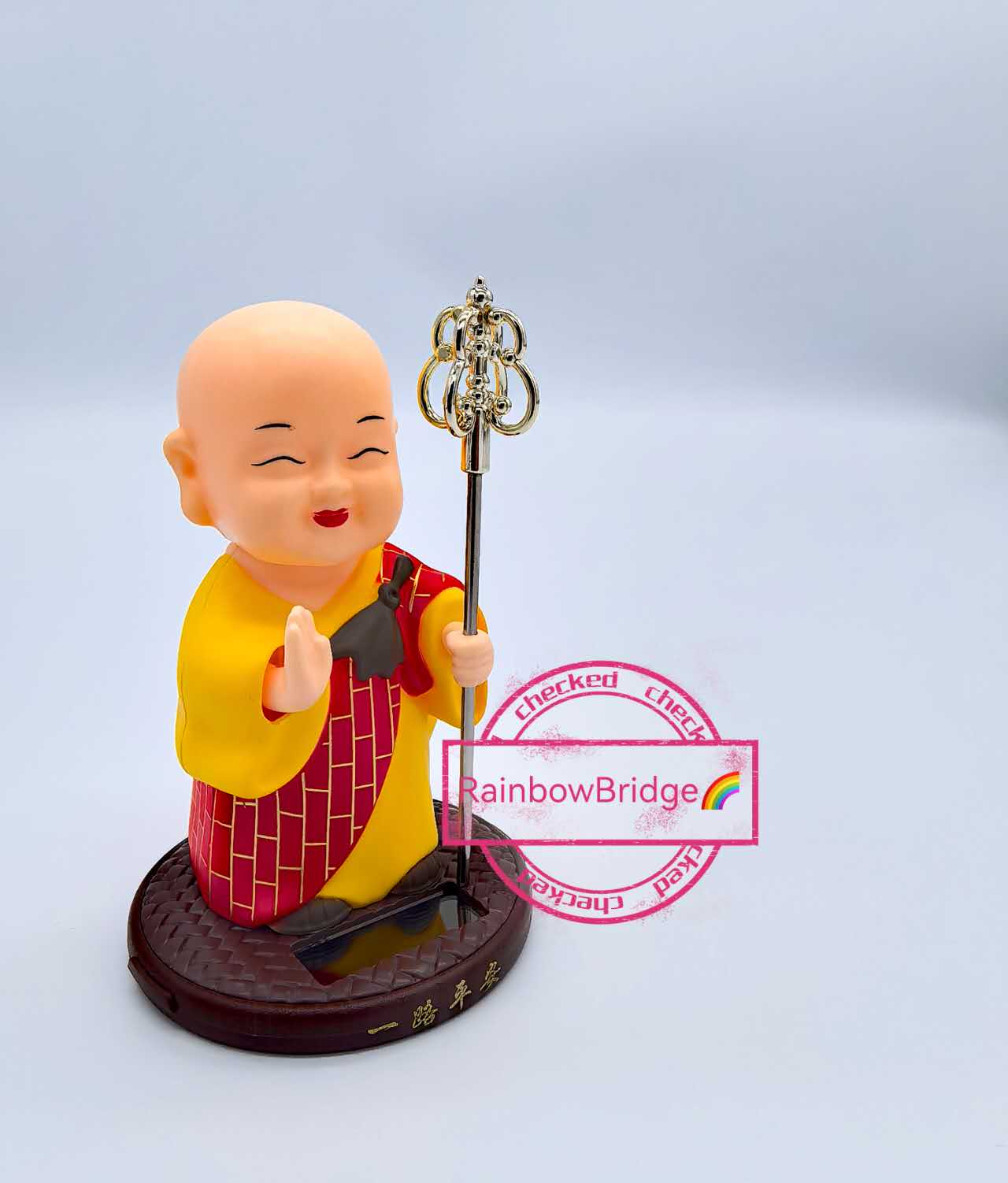 LUCKY FENGSHUI Solar Buddha Cute Solar-Powered Waving Monk Figurine ...
