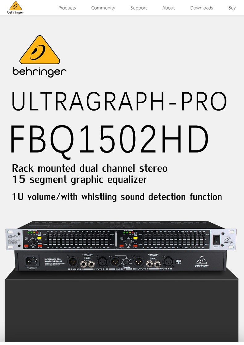 BEHRINGER FBQ1502HD Equalizer, Dual 15-Band Dual Channel Stereo Graphic ...