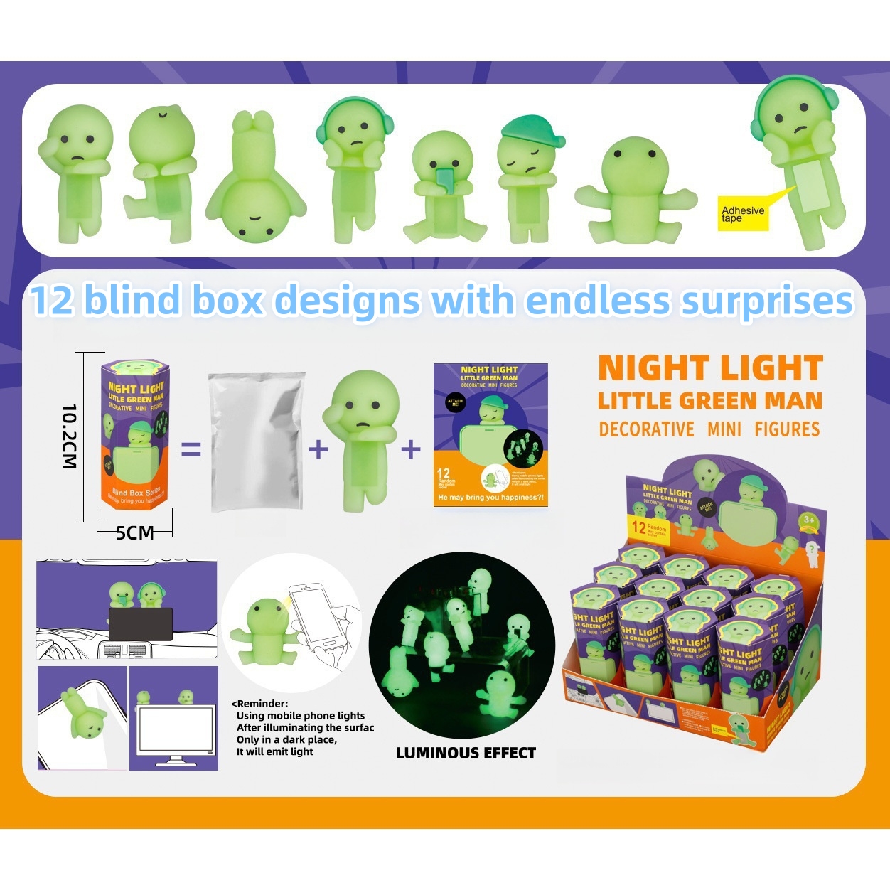 Timi Sonny Angel Smiski Hippers Blind Box Mini Luminous Green Doll ...