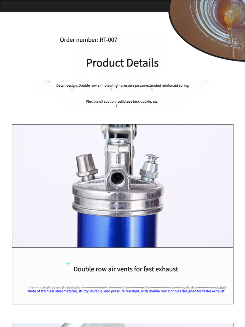 Grease Gun 7000psi 400cc with 4Tubes Nozzle&Locking Grease Coupler ...