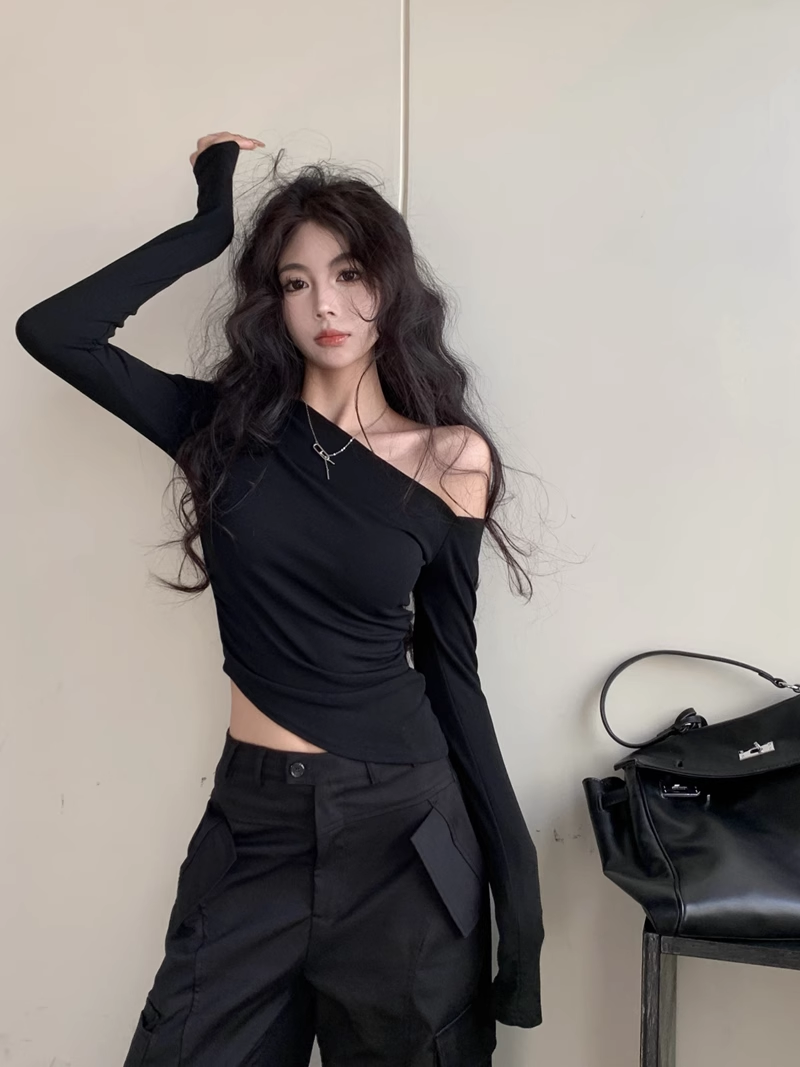 Buy 1 Take 2 (3PCS) Sexy Irregular Sloping Off-Shoulder Longsleved Top ...