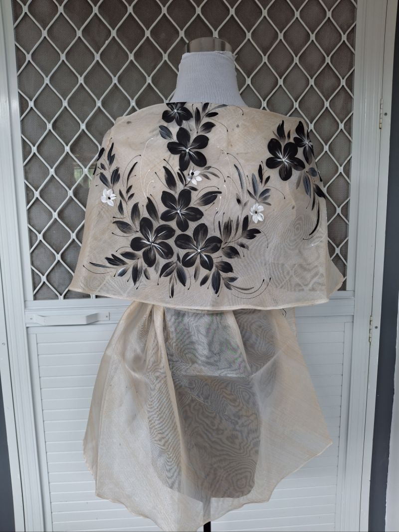pinya pinya beige black handpaint millys modern filipiniana wrap around ...