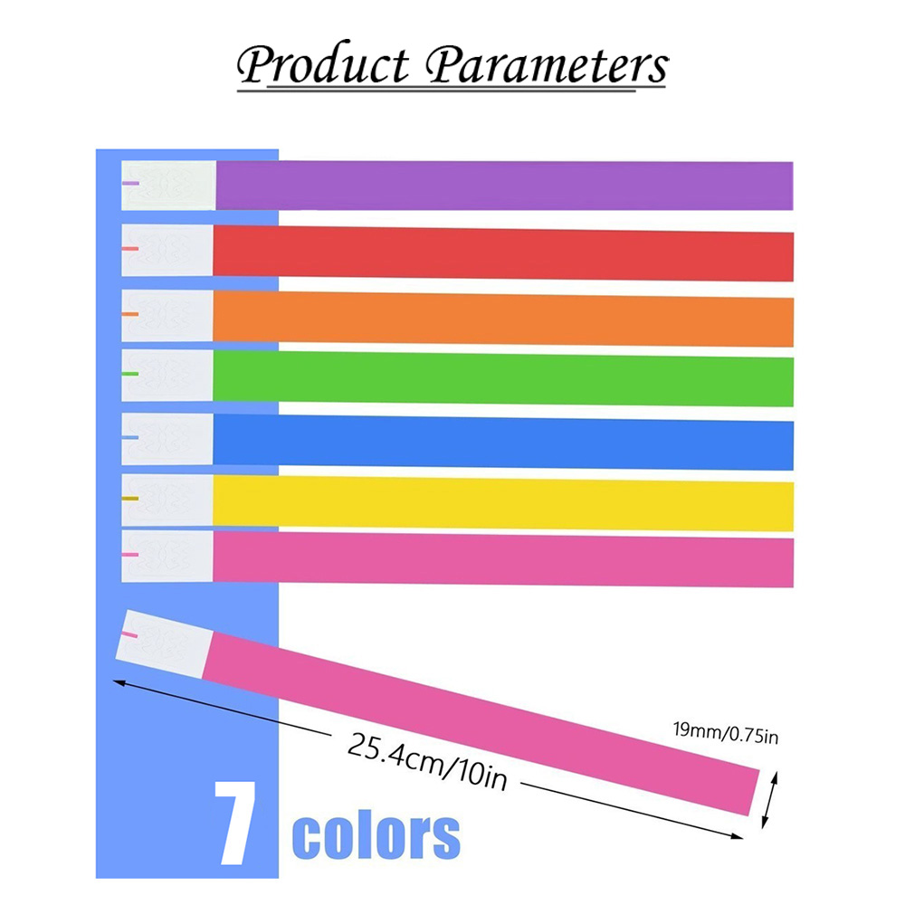 100PCs Colorful Waterproof Wrist Band Disposable Event Wristband Sticky ...
