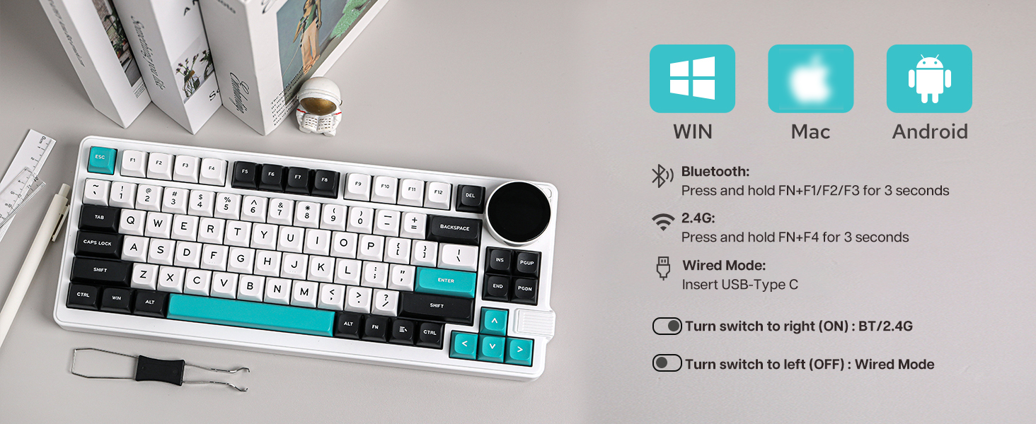 FEKER K75 Lite Gasket Mechanical Keyboard with Screen and Knob, Hot ...