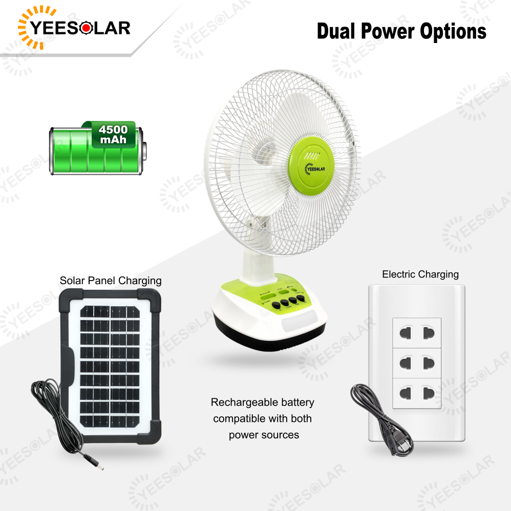 YEELITE 12-inch solar table fan outdoor light comes with solar panel ...