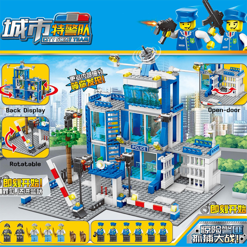 Building Blocks Toys City Police Station SWAT Cars Minifigures Puzzle ...