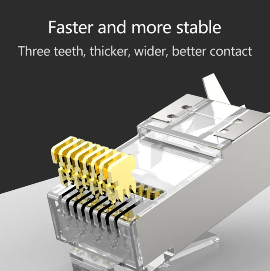CAT7 Gold-Plate RJ45 Modular Plug Internet Connector (100pcs) | Shopee ...