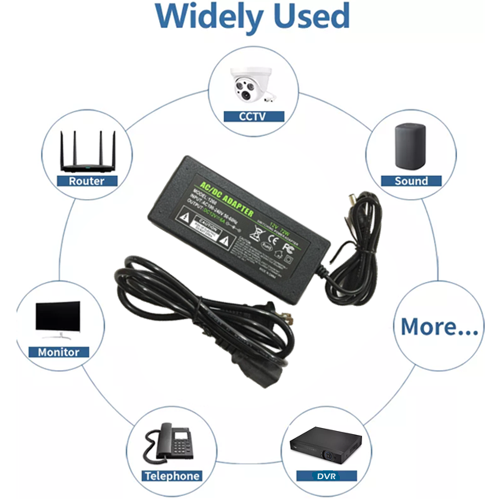 AC / DC 12V 3A / 5A /6A /8A For CCTV/TV Plus/WIFI Routers/DVR/LED Strip ...