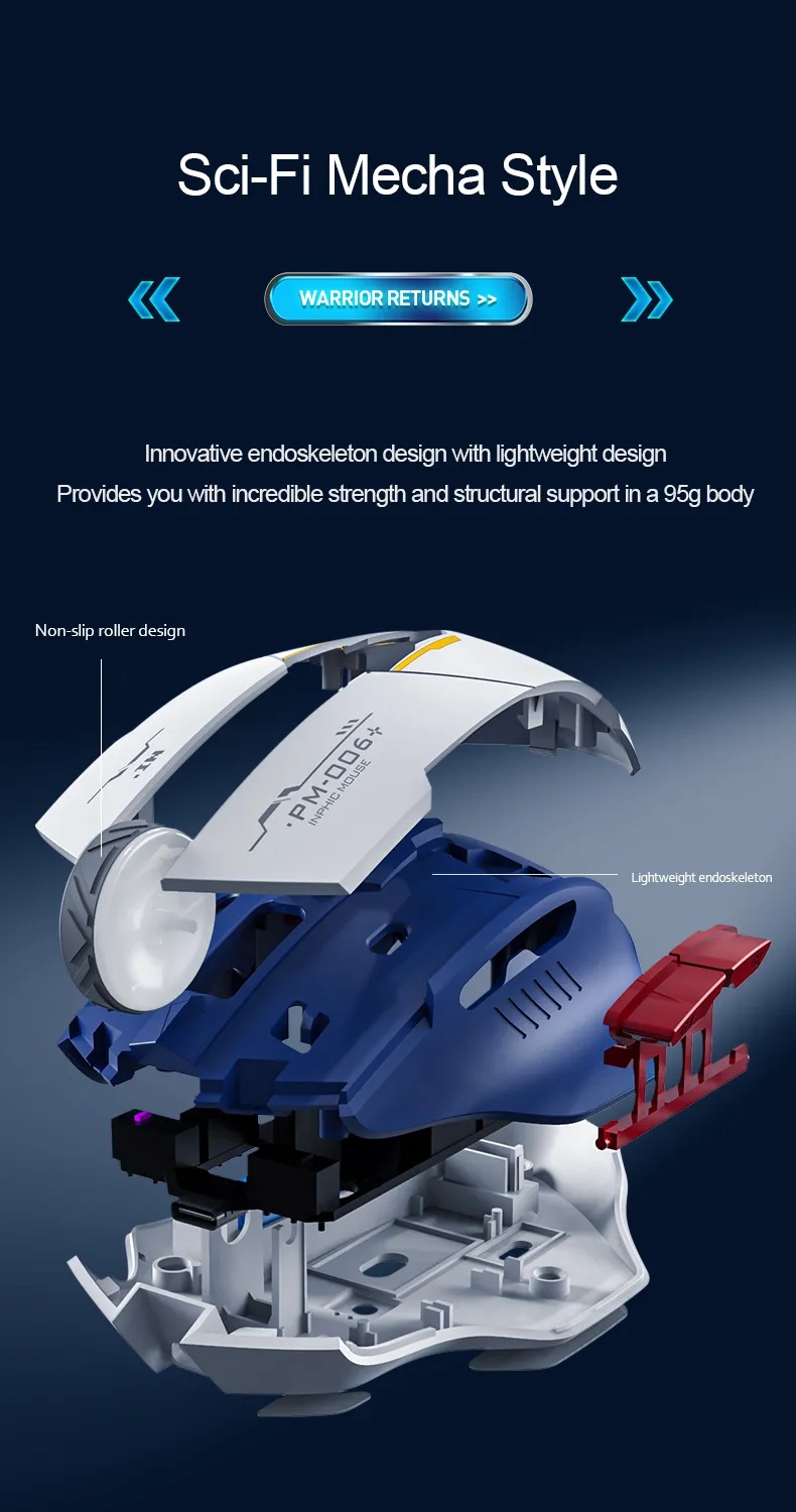 inphic F9 Wireless Mouse Rechargeable Sci-Fi Mecha Style Silent Clicks ...