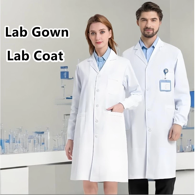 Lab Gown Lab Coat Laboratory White Coat Unisex Long Sleeve For Students ...