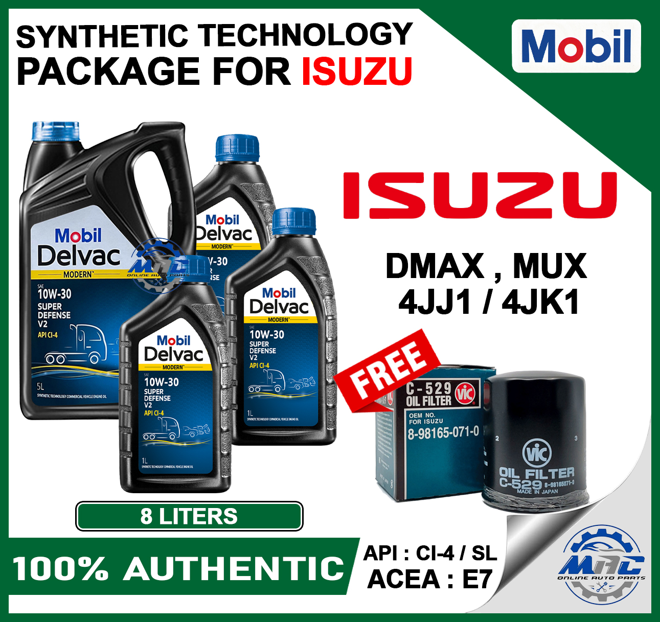 Mobil Delvac Modern 10W-30 8 Liters ISUZU DMAX , MUX , D-MAX , MU-X ...