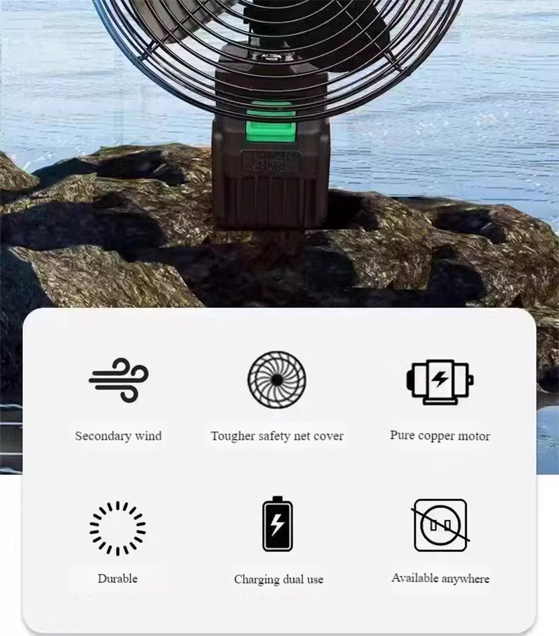 8-Inch Cordless Rechargeable Fan Portable Lithium Battery Fan Outdoor ...