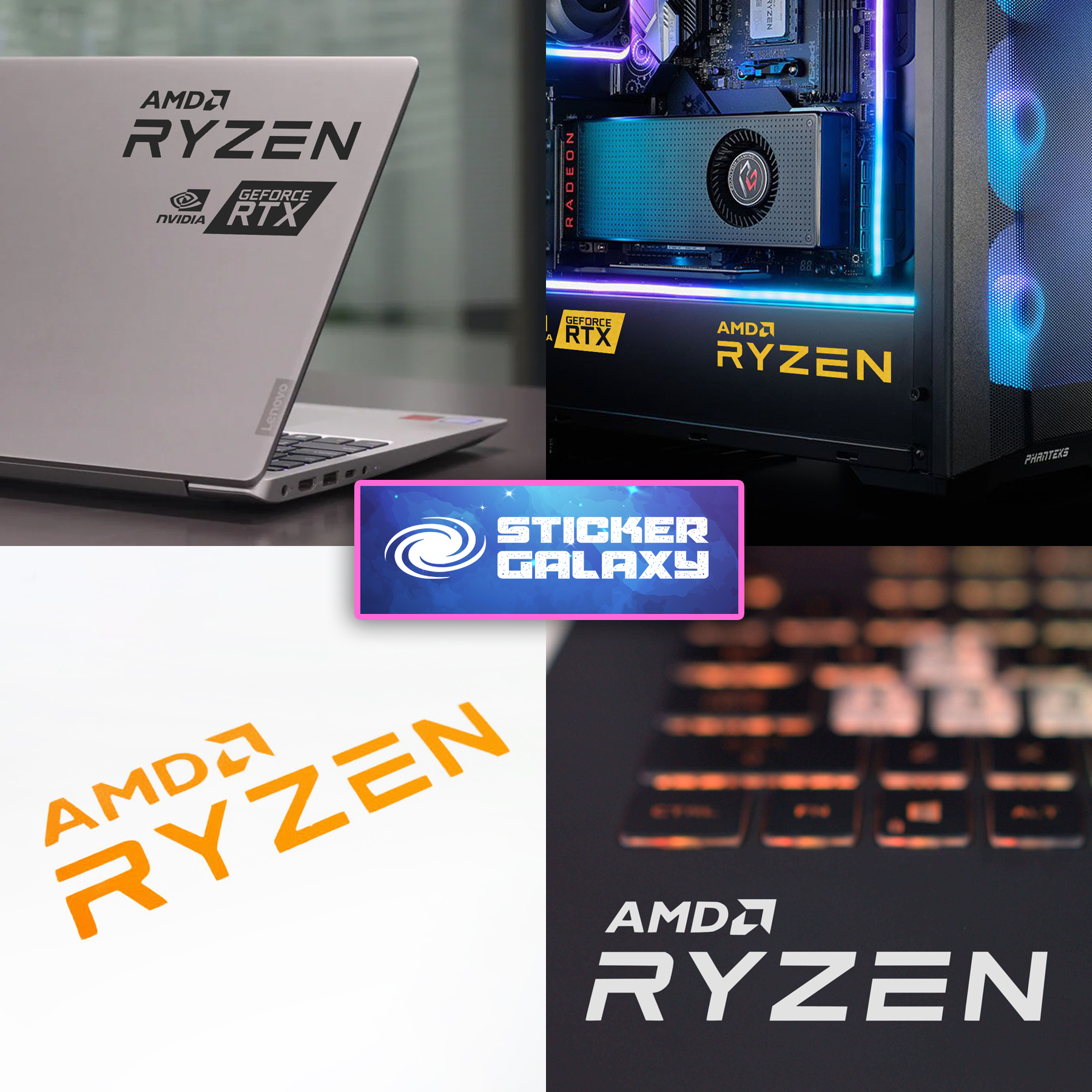 AMD Ryzen WATERPROOF STICKER for pc gamer for pc case, laptop ...