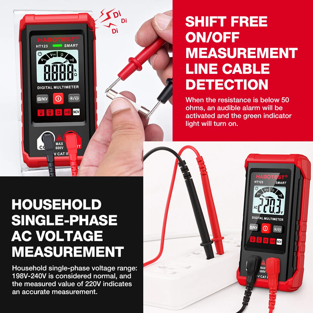 【Tester Multimeter】Ht123 Digital Multimeter 600V AC/DC 4000 Counts High ...