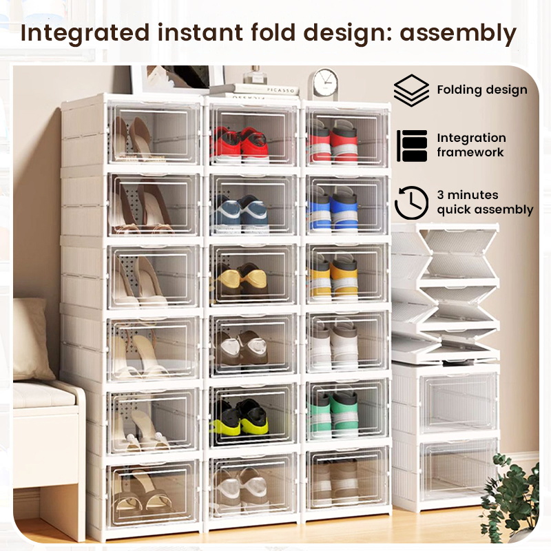 KITCHENZ Foldable Shoe Box Shoe Storage Box Shoe Rack Shoe Organizer ...