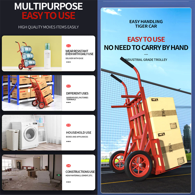 Trolley Multifunctional Metal Heavy Duty Push Cart Luggage Gravity Cart ...